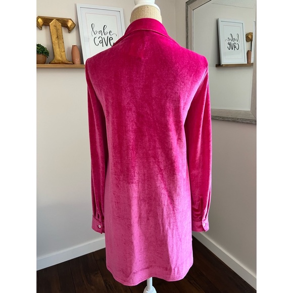 Cider | Dresses | Pink Velour Button Down Wrap Shirt Long Sleeve ...